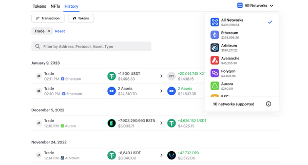 View Transaction History From All Major EVM Networks in One Feed